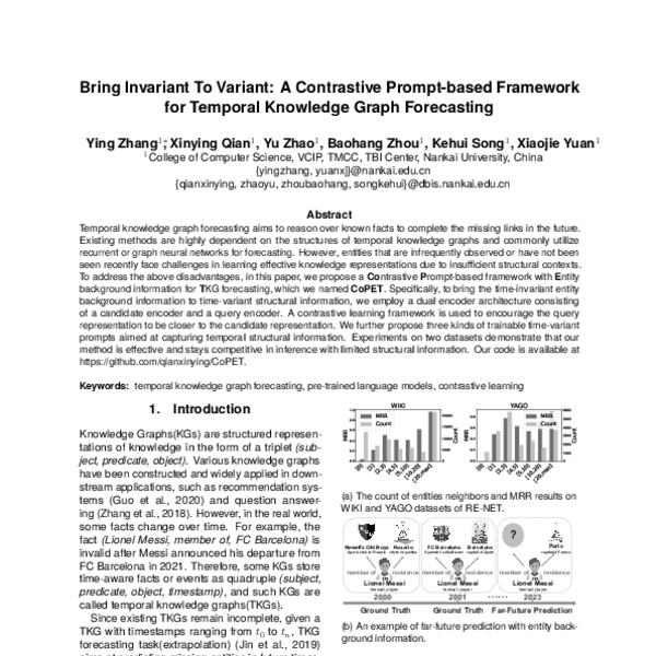 Bring Invariant To Variant A Contrastive Prompt Based Framework For Temporal Knowledge Graph