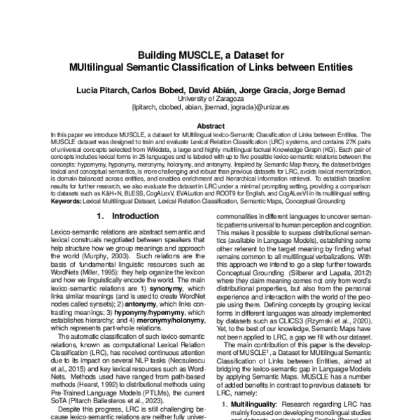 Building MUSCLE, a Dataset for MUltilingual Semantic Classification of ...