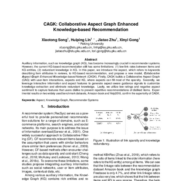 CAGK: Collaborative Aspect Graph Enhanced Knowledge-based Recommendation - ACL Anthology