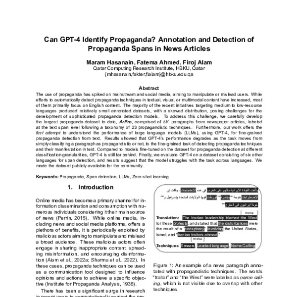 Can GPT-4 Identify Propaganda? Annotation and Detection of Propaganda Spans in News Articles ...