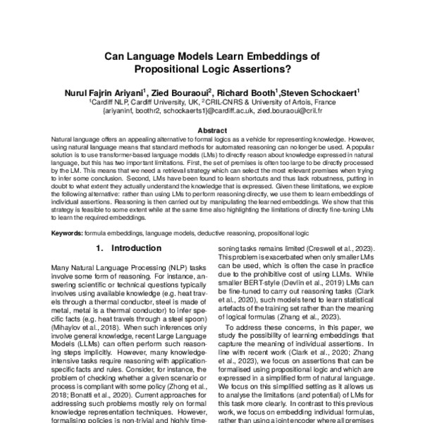 Can Language Models Learn Embeddings of Propositional Logic Assertions? - ACL Anthology