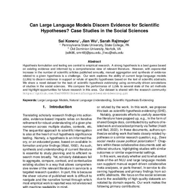 Can Large Language Models Discern Evidence for Scientific Hypotheses ...