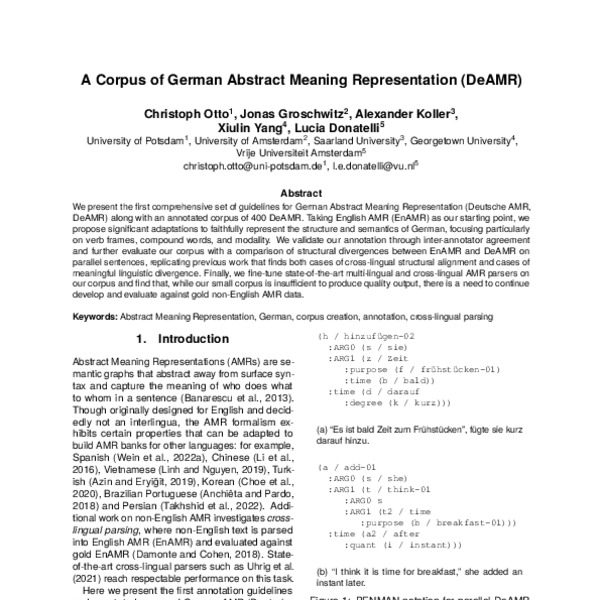 A Corpus of German Abstract Meaning Representation (DeAMR) - ACL Anthology