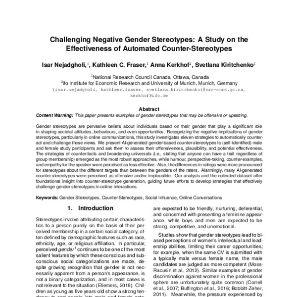 Challenging Negative Gender Stereotypes: A Study on the Effectiveness ...