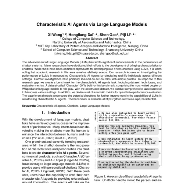 Characteristic AI Agents via Large Language Models - ACL Anthology