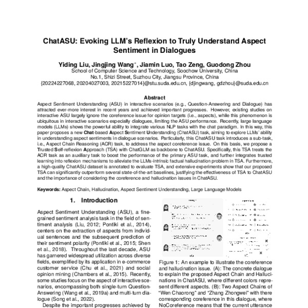 ChatASU: Evoking LLM’s Reflexion to Truly Understand Aspect Sentiment in Dialogues - ACL Anthology