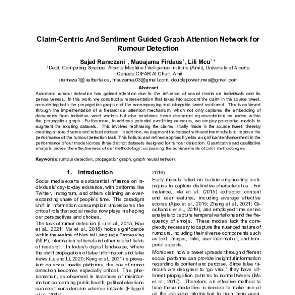 Claim-Centric and Sentiment Guided Graph Attention Network for Rumour Detection - ACL Anthology