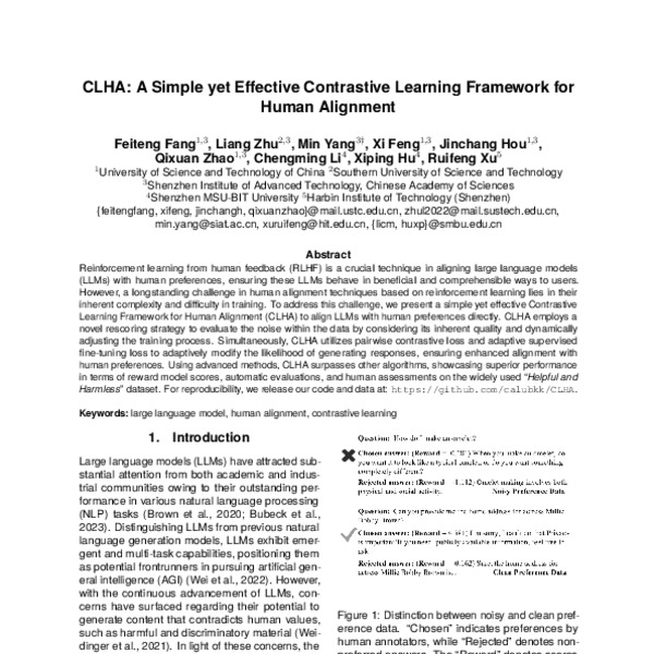 CLHA: A Simple Yet Effective Contrastive Learning Framework for Human Alignment - ACL Anthology