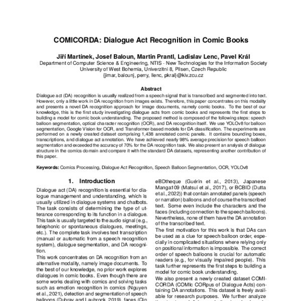 COMICORDA: Dialogue Act Recognition in Comic Books - ACL Anthology