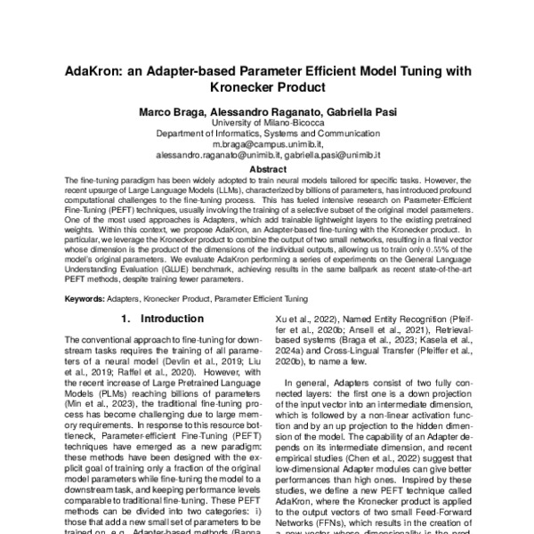 AdaKron: An Adapter-based Parameter Efficient Model Tuning with Kronecker Product - ACL Anthology