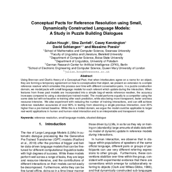 Conceptual Pacts for Reference Resolution Using Small, Dynamically ...