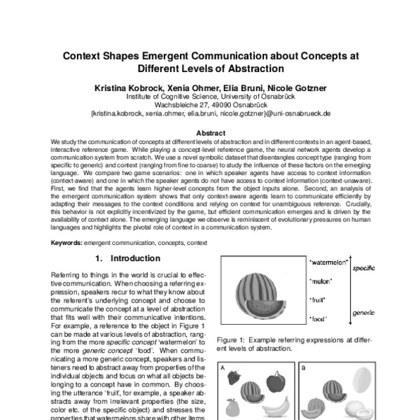 Context Shapes Emergent Communication about Concepts at Different ...