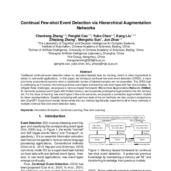 Continual Few Shot Event Detection Via Hierarchical Augmentation Networks Acl Anthology