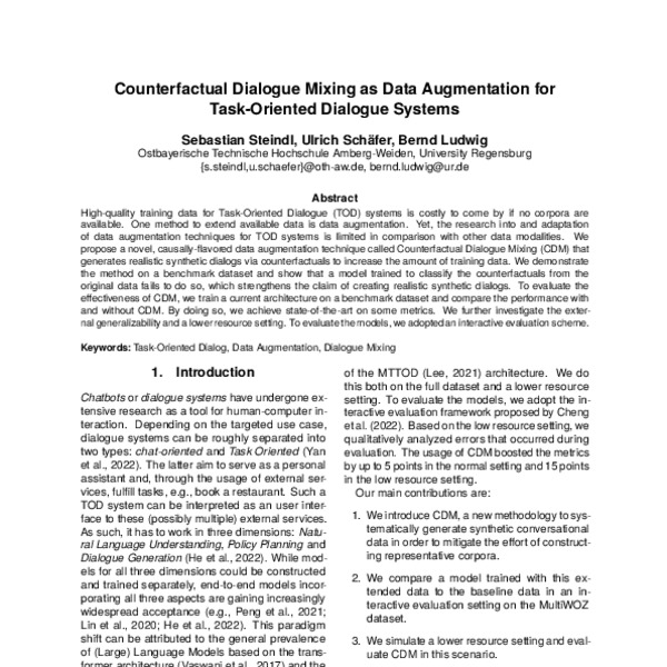 Counterfactual Dialog Mixing As Data Augmentation For Task Oriented Dialog Systems Acl Anthology