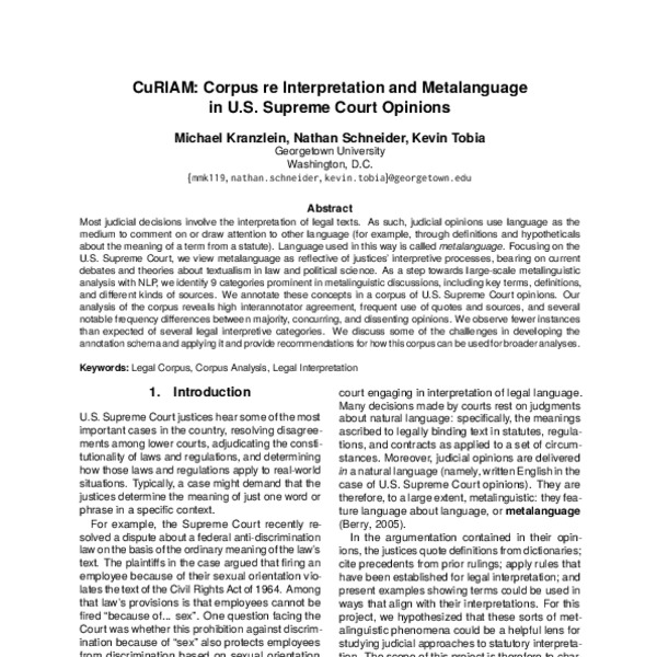 CuRIAM: Corpus Re Interpretation and Metalanguage in U.S. Supreme Court ...