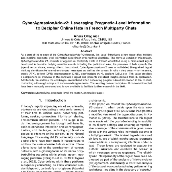 CyberAgressionAdo-v2: Leveraging Pragmatic-Level Information to ...