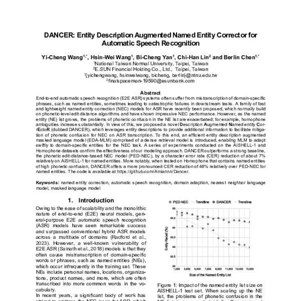 DANCER: Entity Description Augmented Named Entity Corrector for Automatic Speech Recognition ...