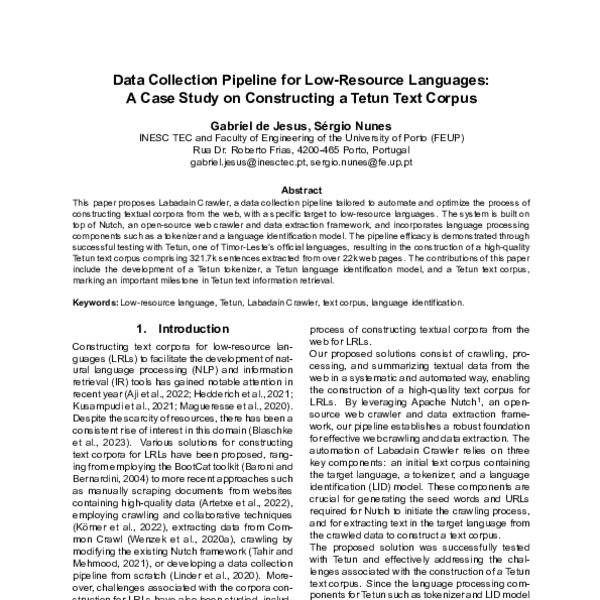 Data Collection Pipeline for Low-Resource Languages: A Case Study on Constructing a Tetun Text ...