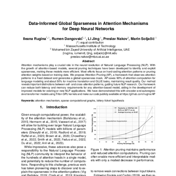 Data-Informed Global Sparseness in Attention Mechanisms for Deep Neural Networks - ACL Anthology