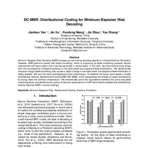 DC-MBR: Distributional Cooling for Minimum Bayesian Risk Decoding - ACL Anthology