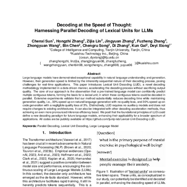 Decoding at the Speed of Thought: Harnessing Parallel Decoding of Lexical Units for LLMs - ACL ...