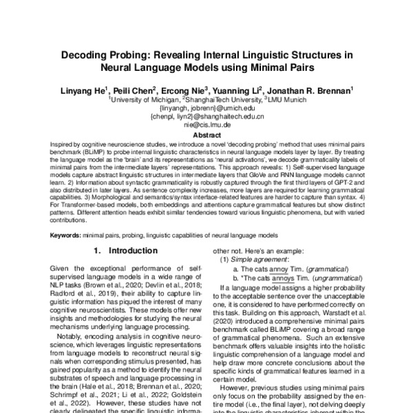 Decoding Probing Revealing Internal Linguistic Structures In Neural