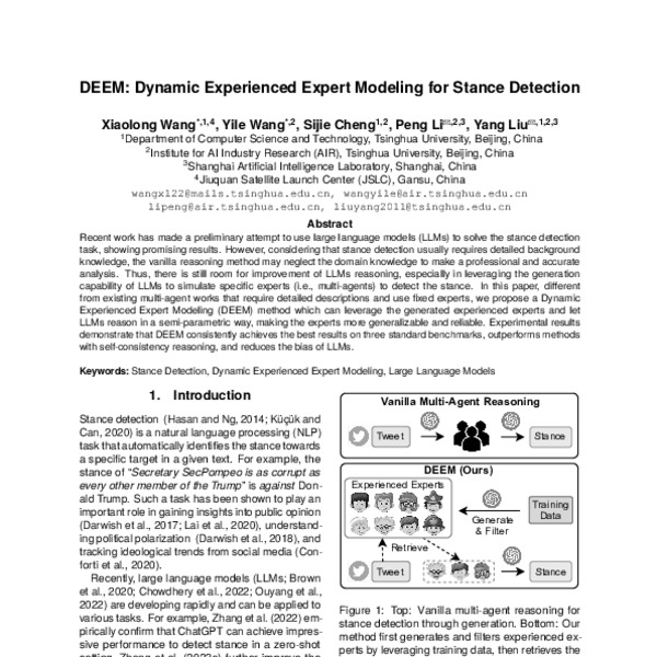 DEEM: Dynamic Experienced Expert Modeling for Stance Detection - ACL Anthology