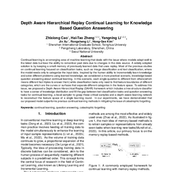 Depth Aware Hierarchical Replay Continual Learning for Knowledge Based Question Answering - ACL ...