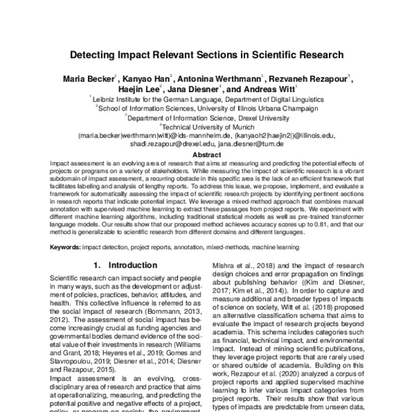 Detecting Impact Relevant Sections in Scientific Research - ACL Anthology