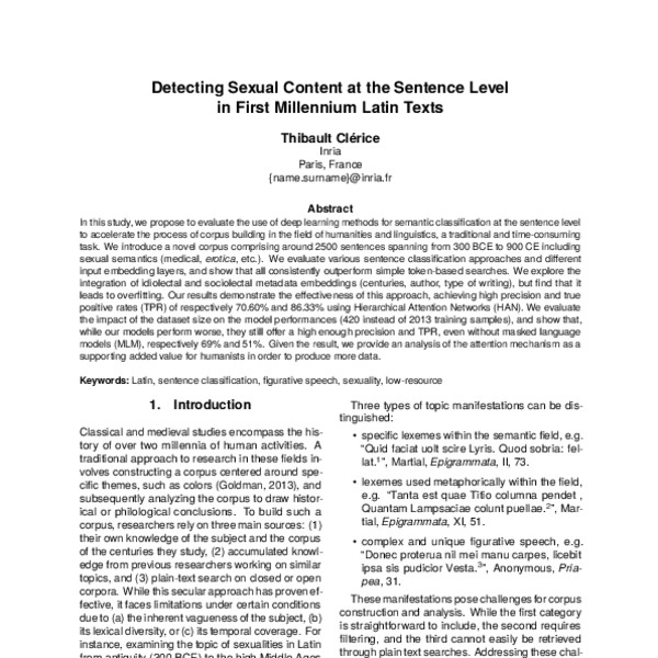Detecting Sexual Content at the Sentence Level in First Millennium ...