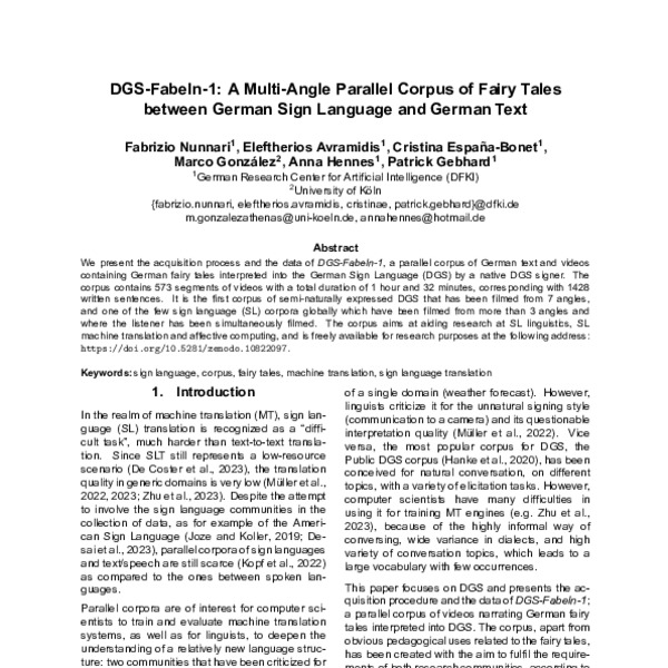 DGS-Fabeln-1: A Multi-Angle Parallel Corpus of Fairy Tales between ...