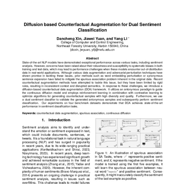 Diffusion Based Counterfactual Augmentation For Dual Sentiment Classification Acl Anthology