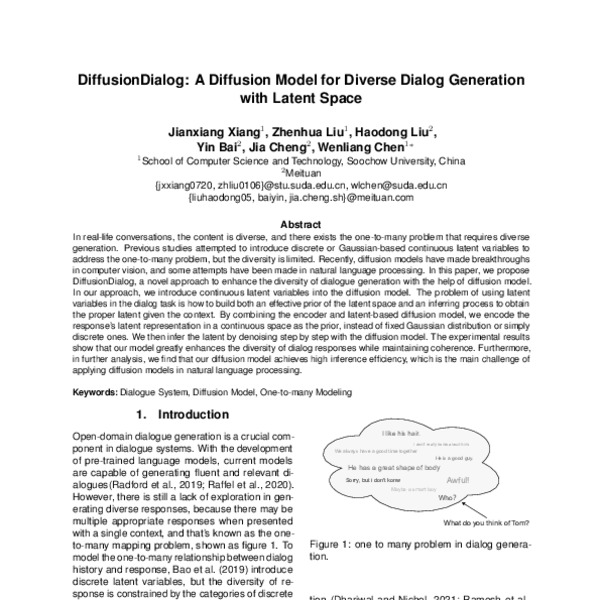 DiffusionDialog: A Diffusion Model for Diverse Dialog Generation with ...