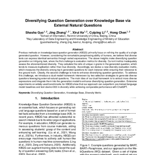 Diversifying Question Generation over Knowledge Base via External Natural Questions - ACL Anthology