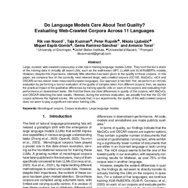 Do Language Models Care about Text Quality? Evaluating Web-Crawled Corpora across 11 Languages ...