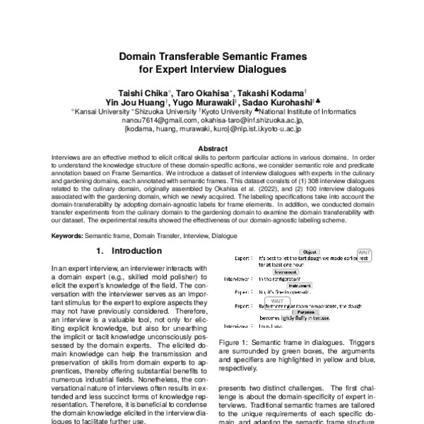 Domain Transferable Semantic Frames for Expert Interview Dialogues ...