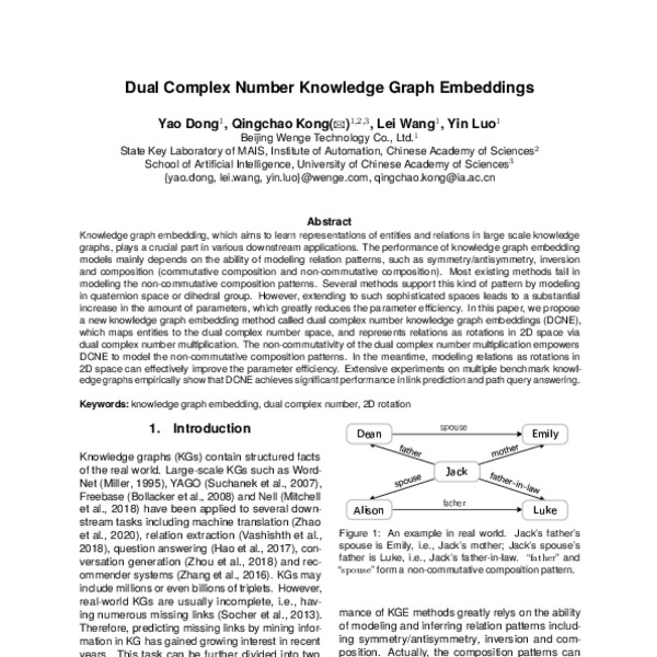 Dual Complex Number Knowledge Graph Embeddings - ACL Anthology