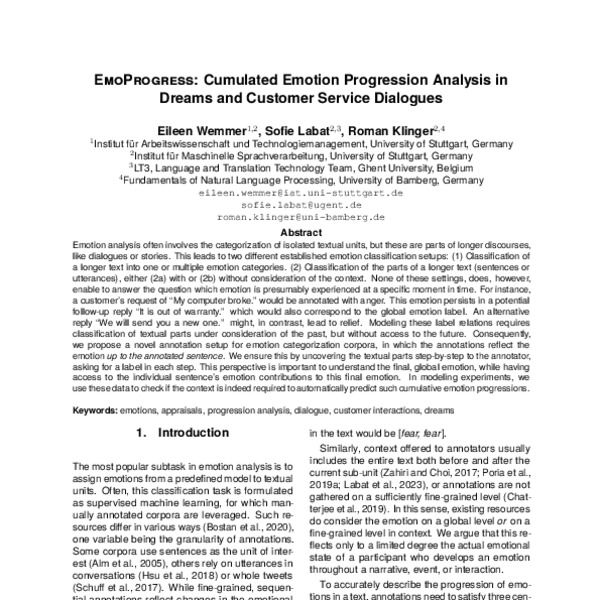 EmoProgress: Cumulated Emotion Progression Analysis in Dreams and ...