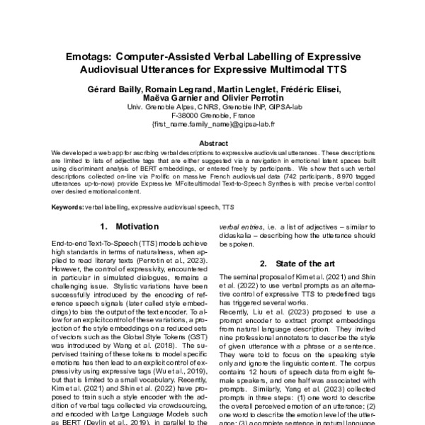 Emotags: Computer-Assisted Verbal Labelling of Expressive Audiovisual ...