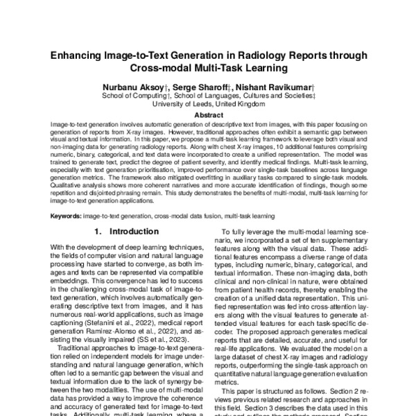 Enhancing Image To Text Generation In Radiology Reports Through Cross Modal Multi Task Learning