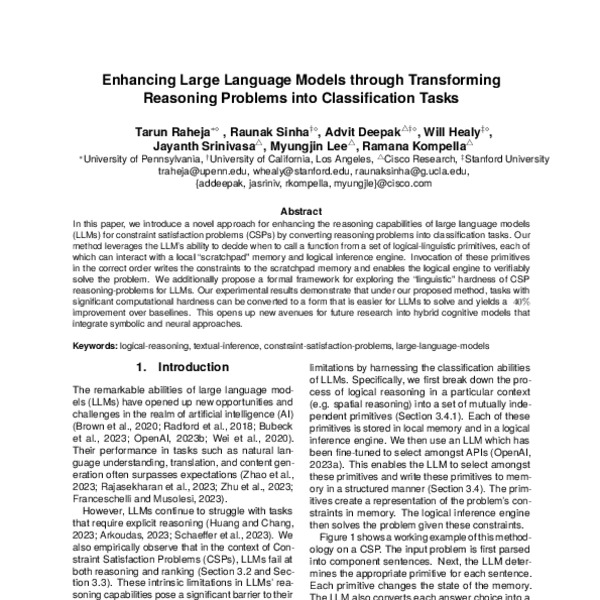 Enhancing Large Language Models Through Transforming Reasoning Problems Into Classification