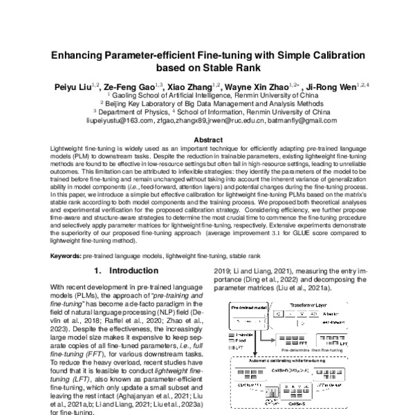 Enhancing Parameter-efficient Fine-tuning with Simple Calibration Based on Stable Rank - ACL ...