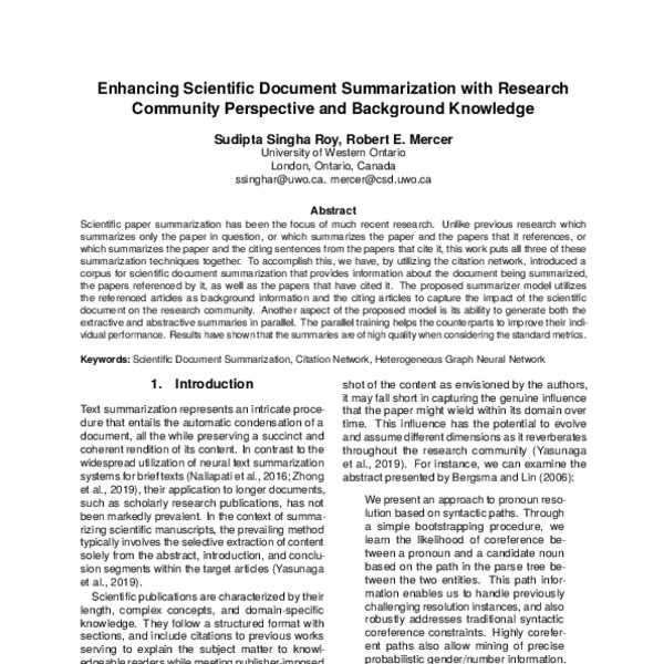 Enhancing Scientific Document Summarization with Research Community ...