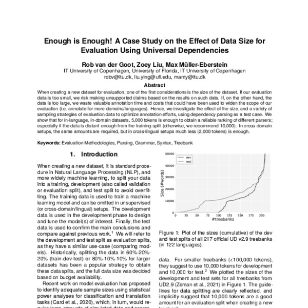 Enough Is Enough! a Case Study on the Effect of Data Size for Evaluation Using Universal ...