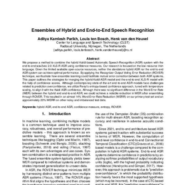 Ensembles of Hybrid and End-to-End Speech Recognition. - ACL Anthology