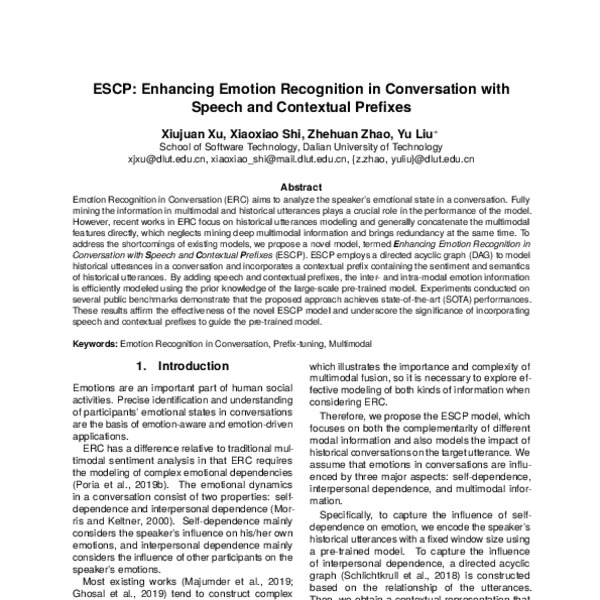 ESCP: Enhancing Emotion Recognition in Conversation with Speech and Contextual Prefixes - ACL ...