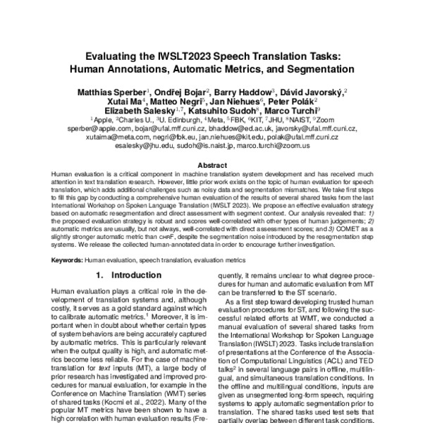 Evaluating the IWSLT2023 Speech Translation Tasks: Human Annotations, Automatic Metrics, and ...