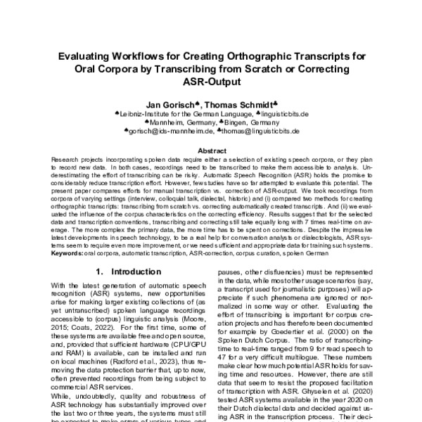 Evaluating Workflows for Creating Orthographic Transcripts for Oral ...