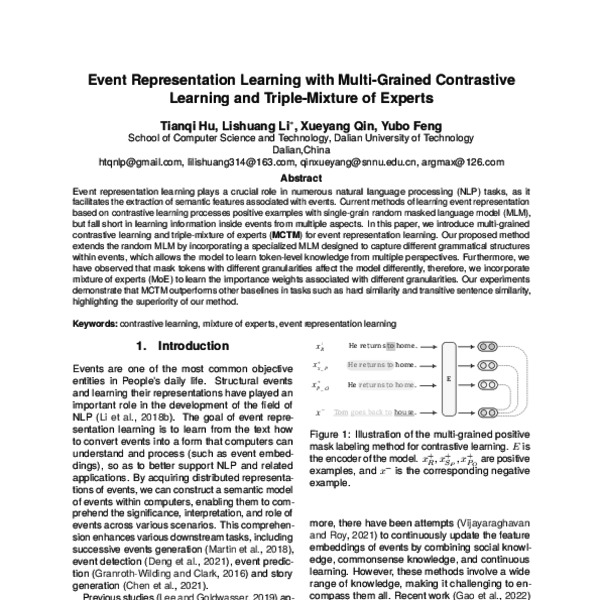 Event Representation Learning with Multi-Grained Contrastive Learning and Triple-Mixture of ...