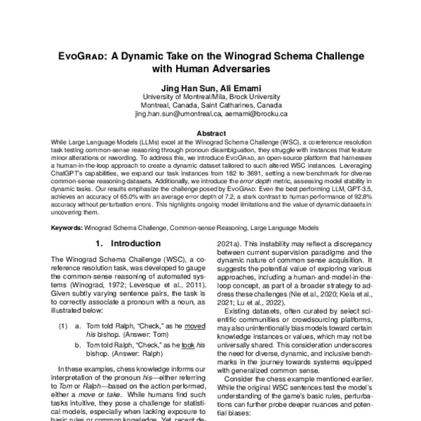 EvoGrad: A Dynamic Take on the Winograd Schema Challenge with Human ...